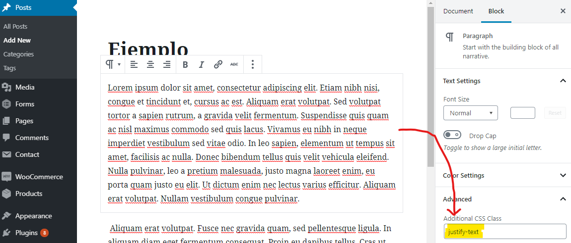 Justificar texto con Gutenberg (WordPress) - Hablando de Internet